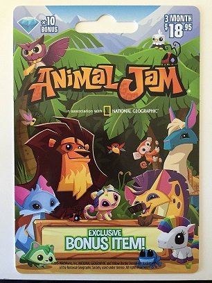 National Geographic Animal Jam Online Game Card - 10 Diamonds - 3 Month Membership - With Exclusive Bonus Item