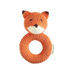 cheengoo organic crocheted fox ring rattle