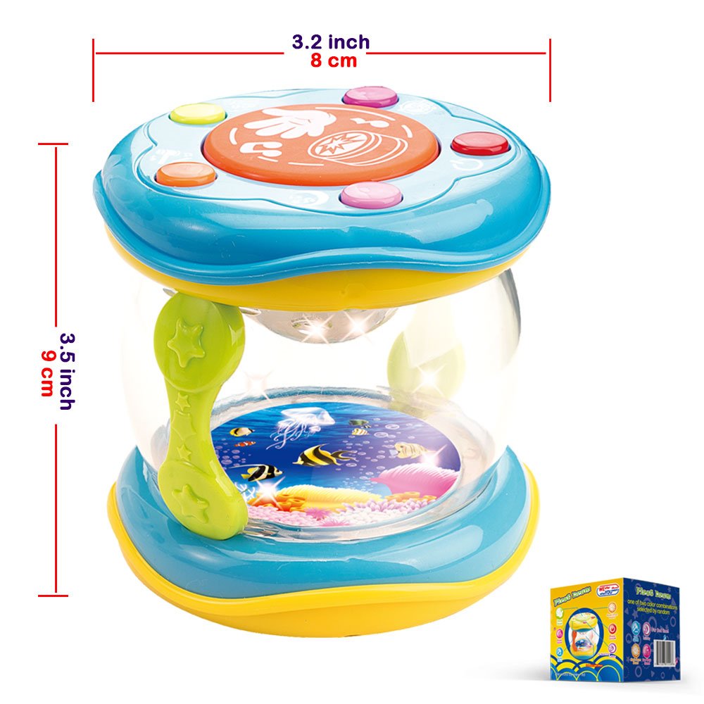 Portable First Drum Musical Instrument - Educational Toy for Children Learning and Entertainment. Small Size and Soft Sounding