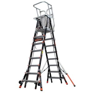 adj. cage pltfrm lddr, 14ft, fbrglss