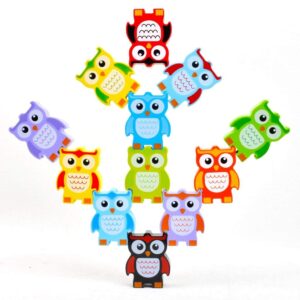 discovery toys stacking owls wood balancing acrobat set | kid-powered learning | stem toy early childhood development 3 years and up