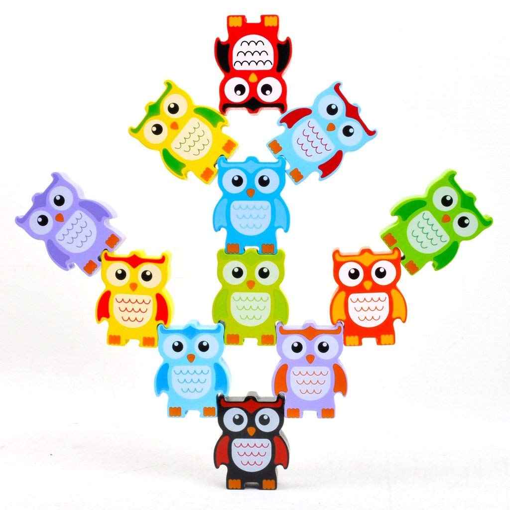 Discovery Toys Stacking Owls Wood Balancing Acrobat Set | Kid-Powered Learning | STEM Toy Early Childhood Development 3 Years and Up