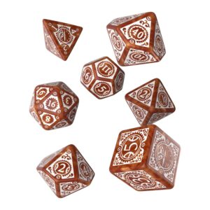 q-workshop steampunk clockwork caramel & white dice set (7 piece)