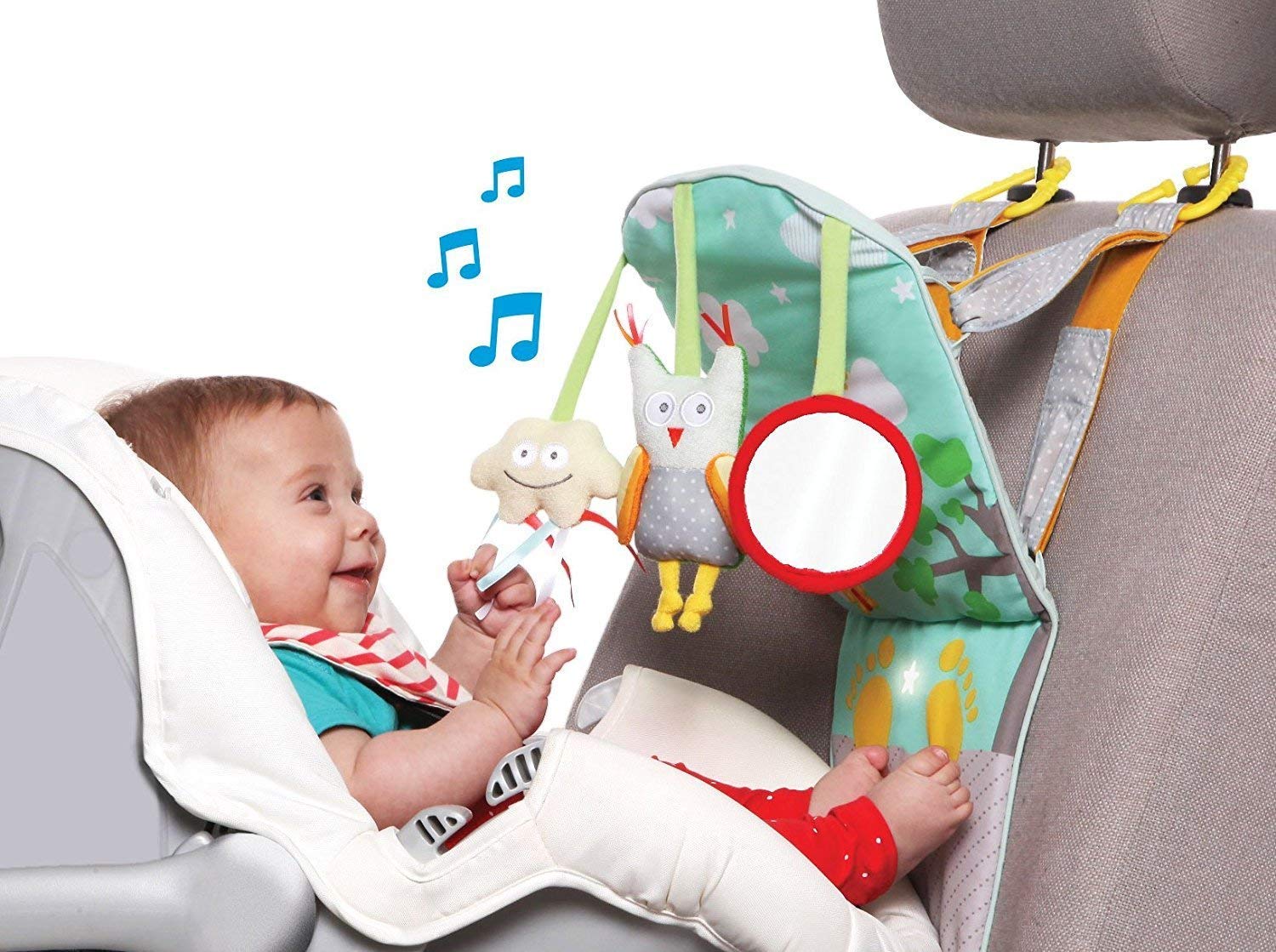 Taf Toys Play & Kick Car Seat Toy | Baby’s Activity & Entertaining Center. Keep Baby Calm While Driving. Important - Suitable ONLY for Cars with Adjustable HEADREST with Metal Poles