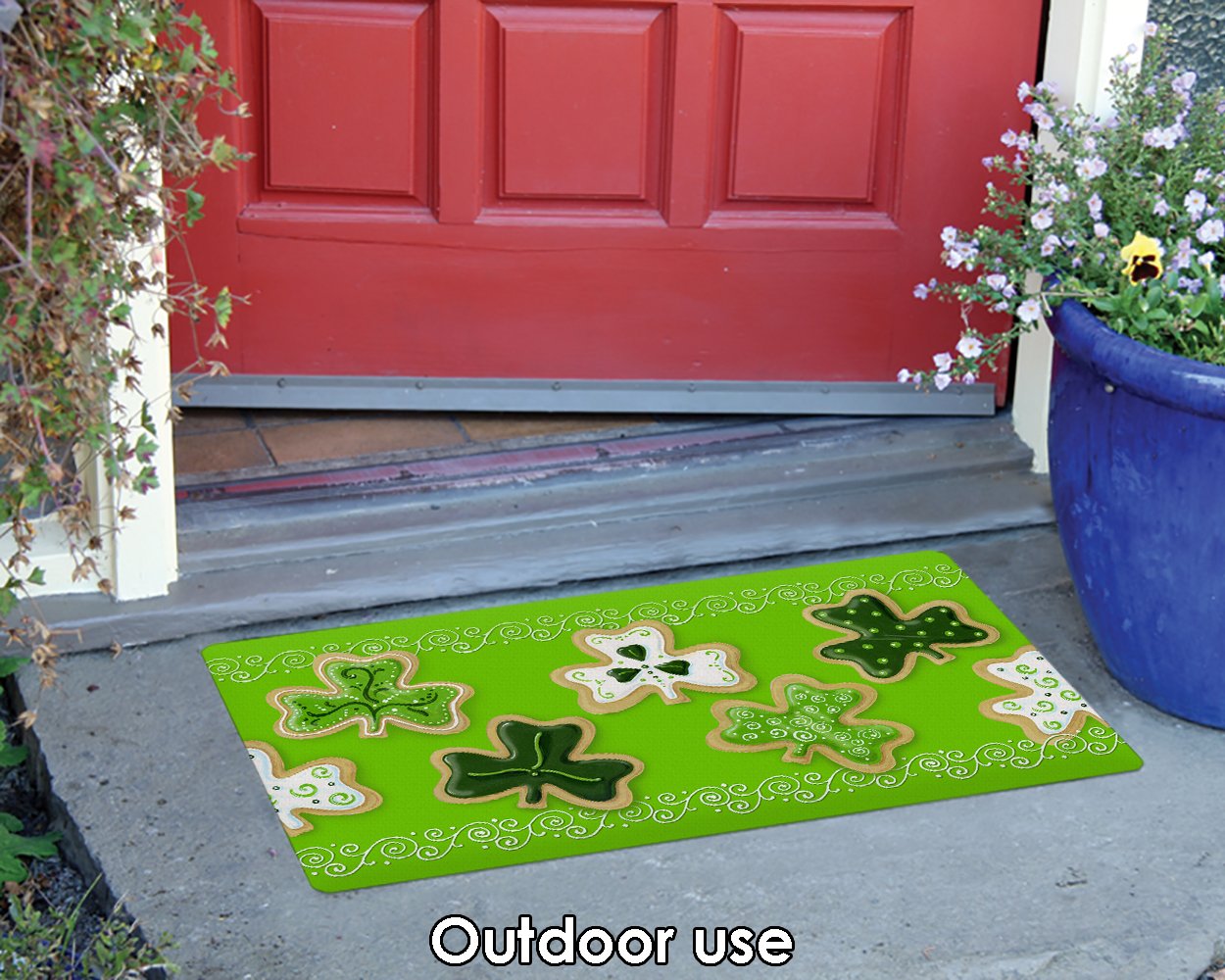 Toland Home Garden 800212 Shamrock Cookies St Pats Door Mat 18x30 Inch Spring Outdoor Doormat for Entryway Indoor Entrance