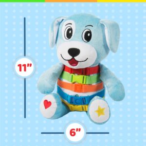 Buckle Toys - Barkley Dog - Plush Animal Learning Toy - Develop Fine Motor Skills - Counting and Color Recognition Stuffed Animal - Perfect Travel Toddlers Essentials