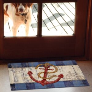 Toland Home Garden 800207 Rustic Anchor and Compass Summer Door Mat 18x30 Inch Boat Outdoor Doormat for Entryway Indoor Entrance