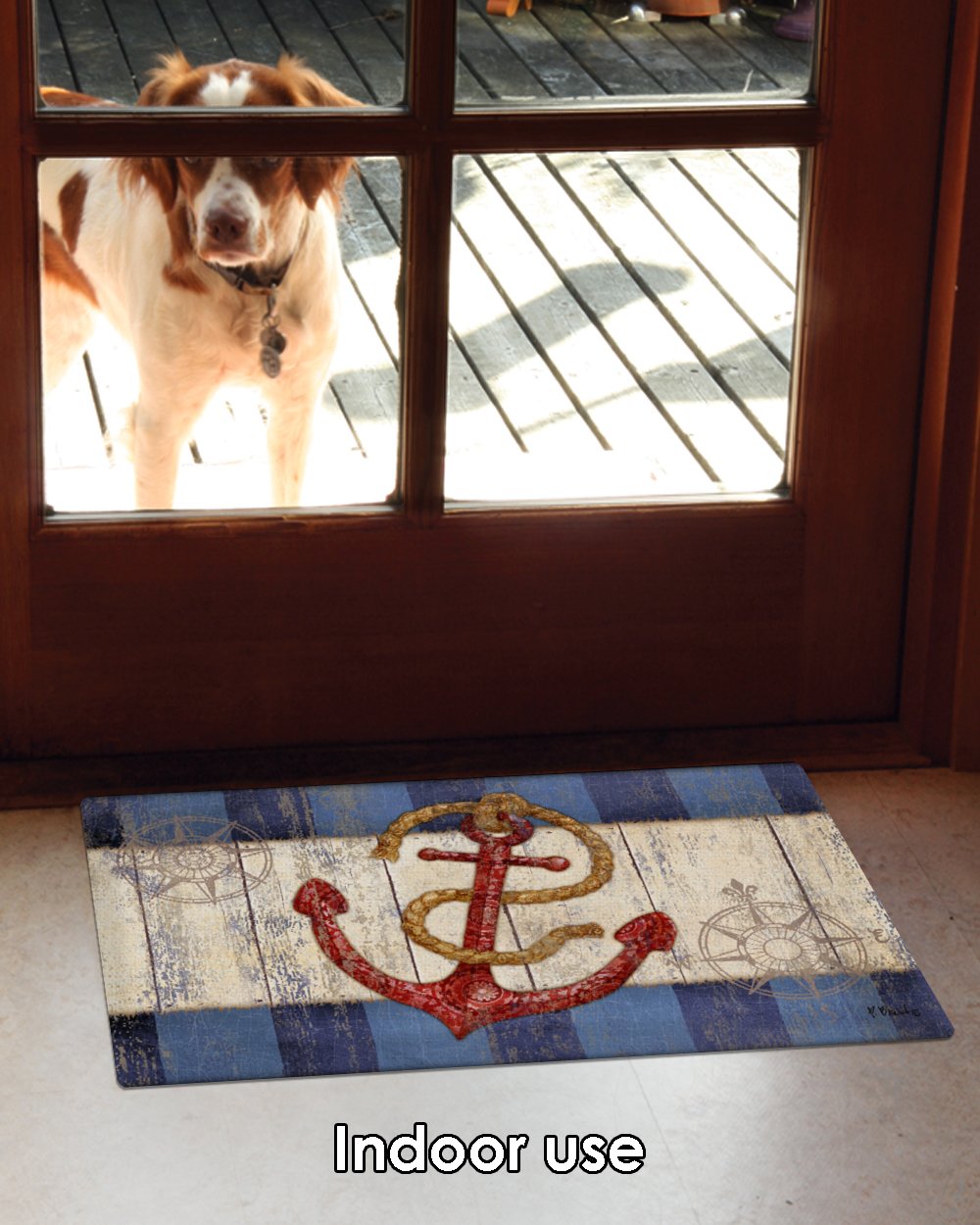 Toland Home Garden 800207 Rustic Anchor and Compass Summer Door Mat 18x30 Inch Boat Outdoor Doormat for Entryway Indoor Entrance