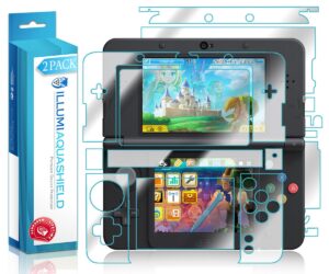 illumi aquashield front + back protector compatible with nintendo 3ds (2015,standard version)(2-pack) hd clear screen protector no-bubble tpu film