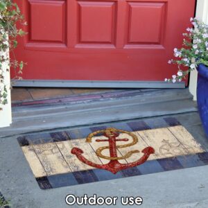 Toland Home Garden 800207 Rustic Anchor and Compass Summer Door Mat 18x30 Inch Boat Outdoor Doormat for Entryway Indoor Entrance