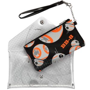 star wars 7 bb8 clear envelope with wristlet