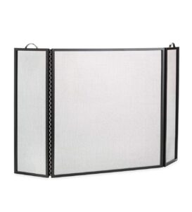 plow & hearth 3 panel flatguard fireplace screen, 50" w x 30" h, black