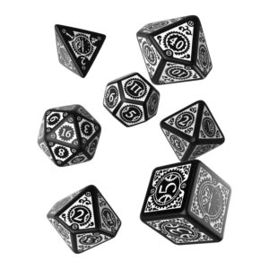 q-workshop steampunk clockwork black & white dice set (7) board games