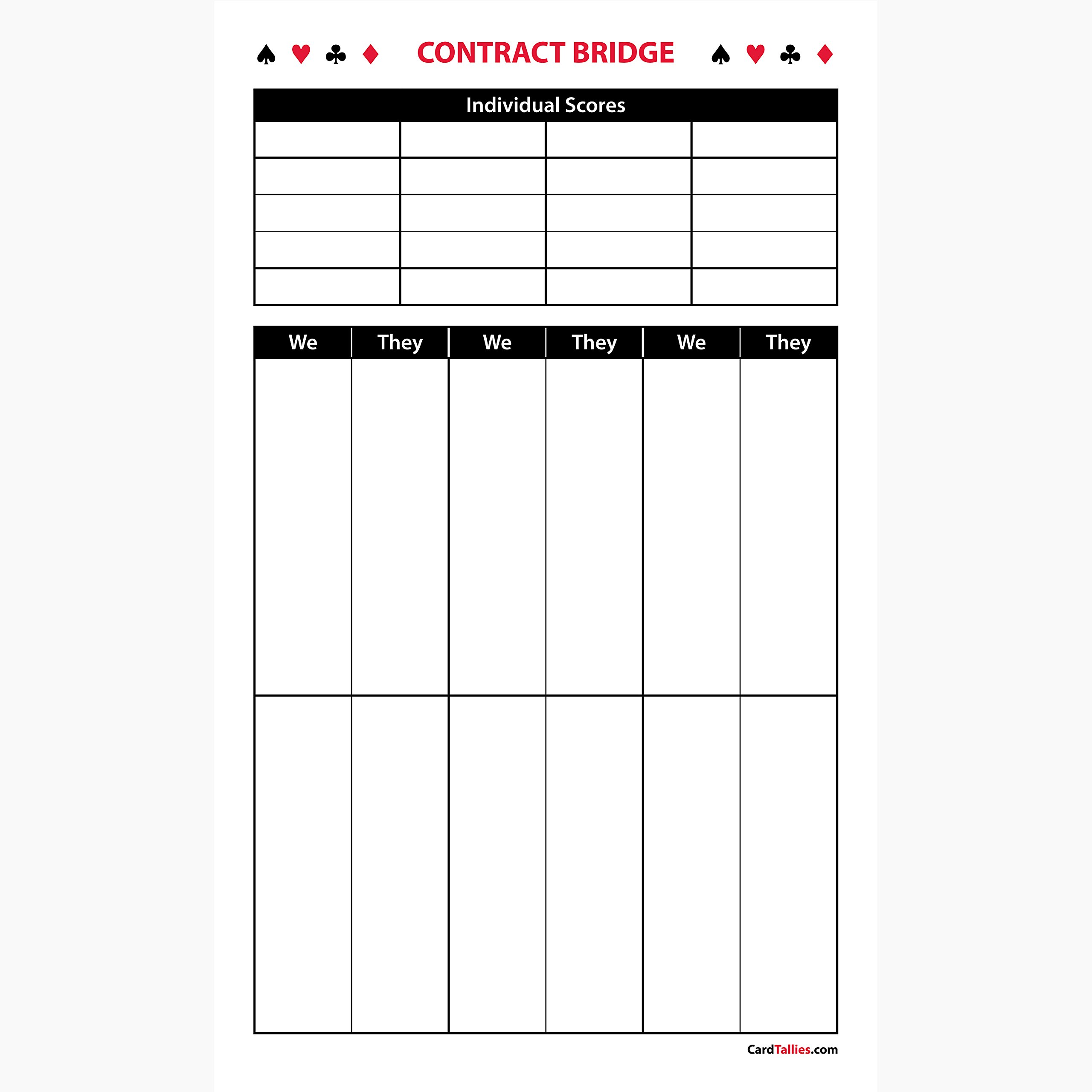 Contract Bridge Score Pads (5 Pads, 50 Sheets Each) Enjoy The Original! Proudly Made in The USA.