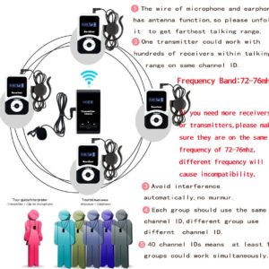 EXMAX EX-100 Wireless Tour Guide System Live Translator Microphone Church Translation Devices Simultaneous Interpreting Equipment Silent Conference Social Distancing (1 Transmitter 8 Receivers)