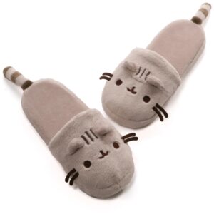 gund pusheen cat plush stuffed animal slippers, tan, 12"