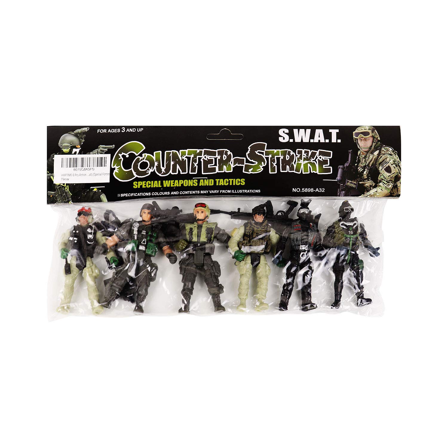 HAPTIME Military Action Figure Play Set for Kids - Army Men Soldiers Toys for Boys and Girls Ages 3-9 (SWAT Team Edition)