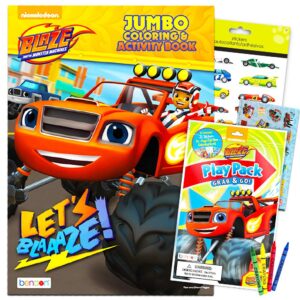 blaze and the monster machines coloring and activity book with bonus mini cars coloring book with stickers (blaze party supplies)