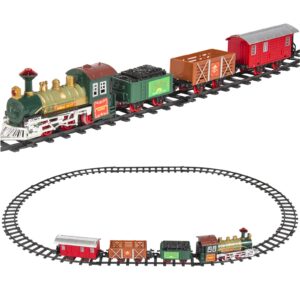 best choice products kids classic electric railway train car track play set toy w/music and lights