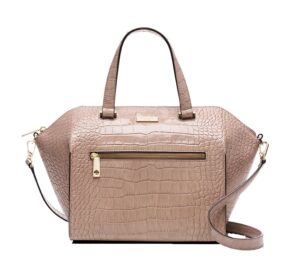 kate spade women's parliament square exotic savannah large satchel, rosy beige