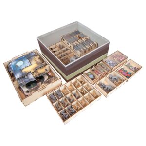 the broken token board game organizer - imperial assault compatible wood storage box with multiple trays and dividers