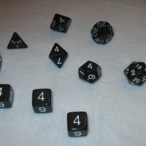 Smoke Black RPG D&D Dice Set: 7 + 3d6 = 10 polyhedral die plus bag! by Dave's Dice