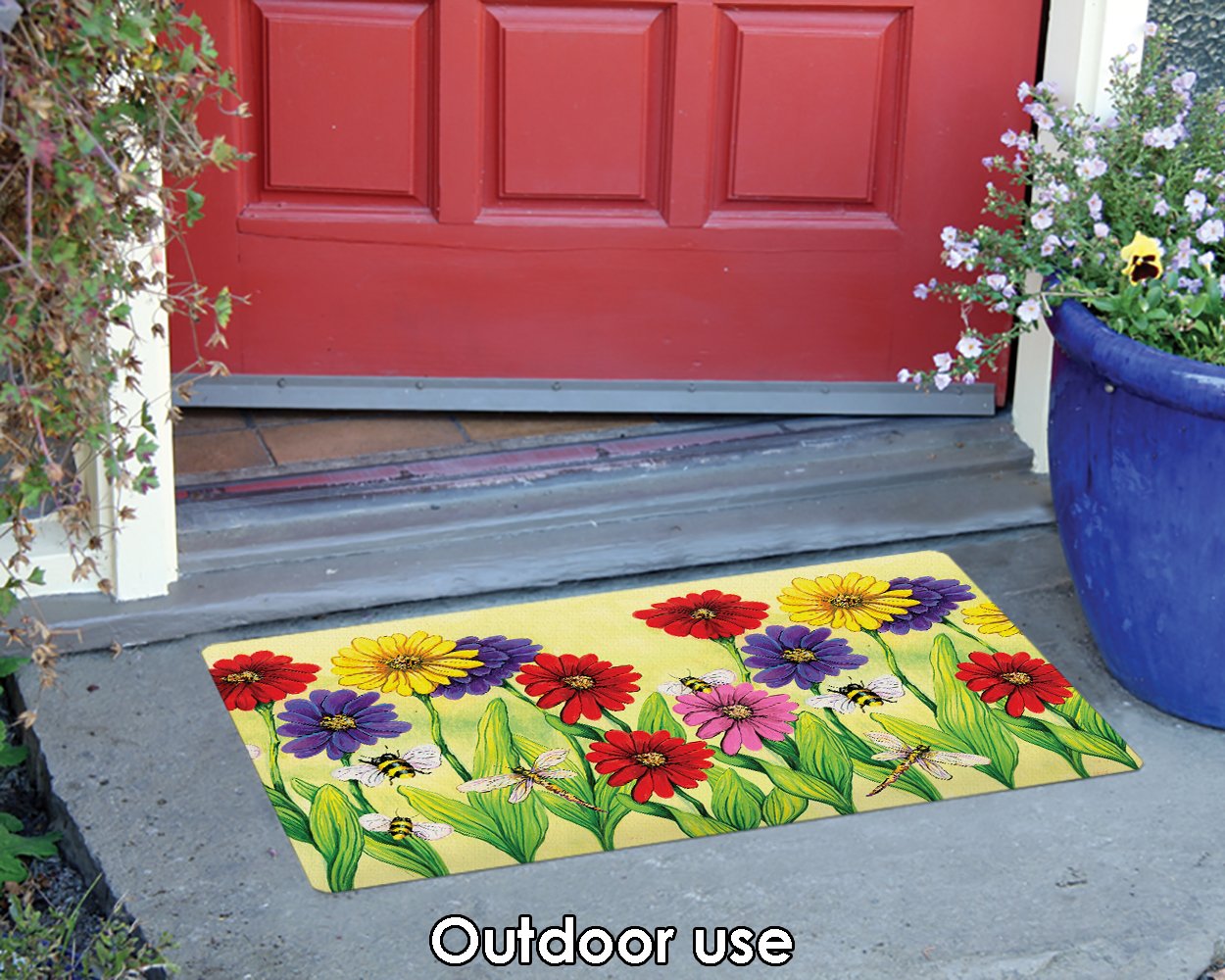 Toland Home Garden 800215 Zinnia Flight Spring Door Mat 18x30 Inch Summer Outdoor Doormat for Entryway Indoor Entrance