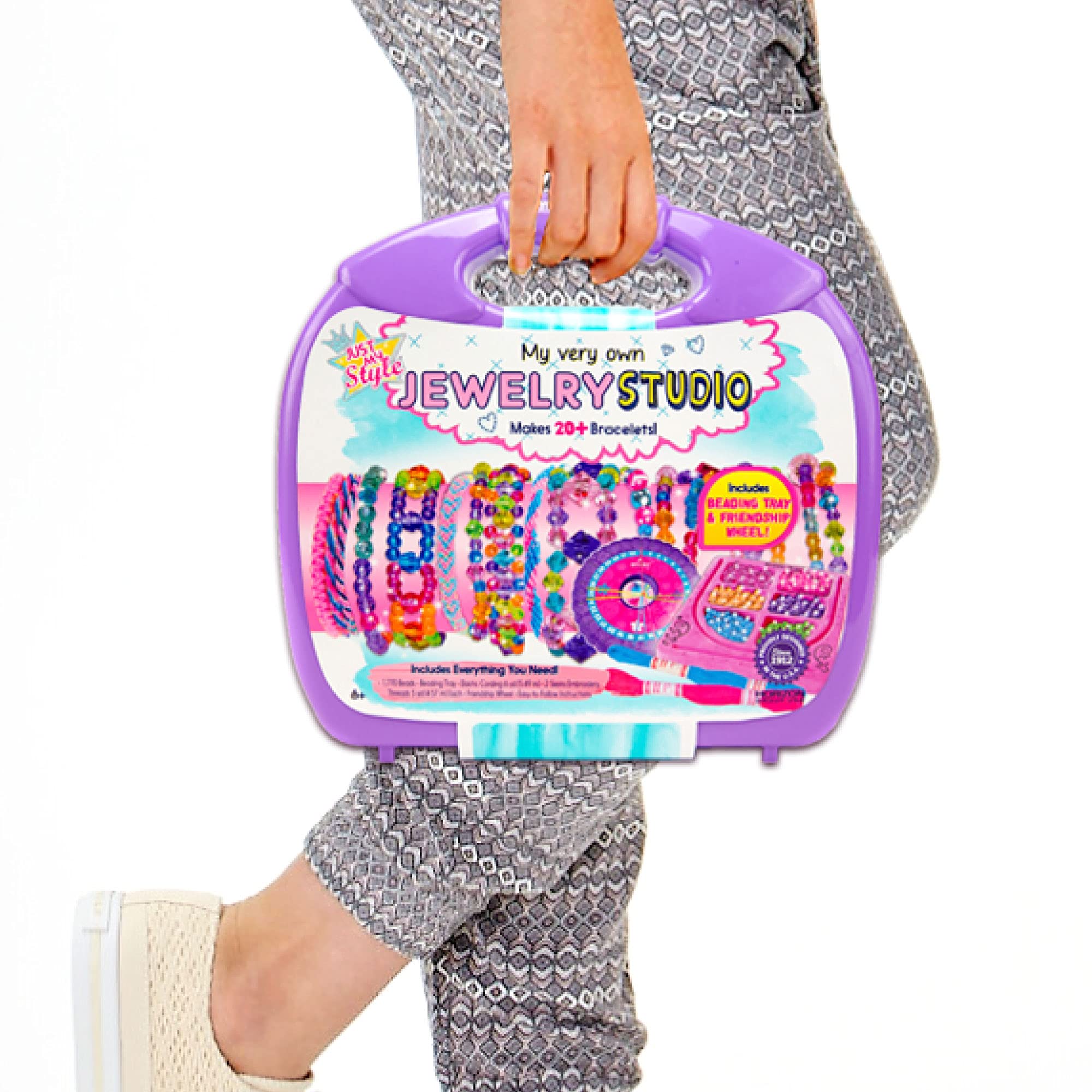 Just My Style My Very Own Jewelry Studio, Personalized Bracelet Making Kit With 1700+ Beads, Bead Kit Great for On-The-Go, Travel DIY Custom Accessories for Ages 6, 7, 8, 9