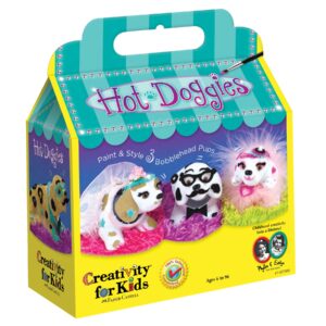 creativity for kids haute doggies craft kit – makes 3 bobble-head dogs – teaches beneficial skills – for ages 7 and up