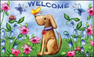 toland home garden 800202 welcome dog spring door mat 18x30 inch summer outdoor doormat for entryway indoor entrance