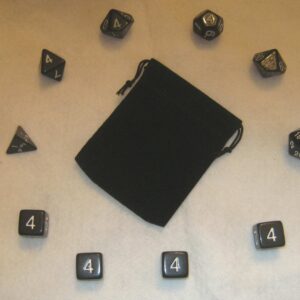 Smoke Black RPG D&D Dice Set: 7 + 3d6 = 10 polyhedral die plus bag! by Dave's Dice