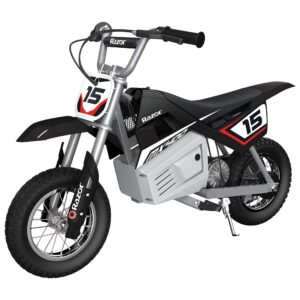 razor mx400 dirt rocket – 14 mph (22 kmh) off-road electric dirt bike, high-torque motor, 30 min ride time, adjustable handlebars, ages 13+, black