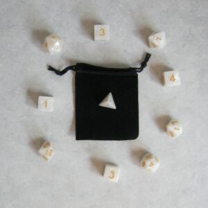 Elven White RPG D&D Dice Set: 7 + 3d6 = 10 polyhedral die plus bag! by Dave's Dice