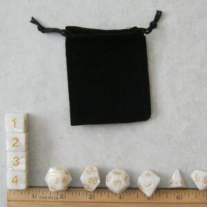 Elven White RPG D&D Dice Set: 7 + 3d6 = 10 polyhedral die plus bag! by Dave's Dice