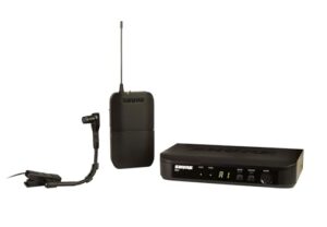 shure blx14/b98 wireless microphone system for brass, woodwinds, percussion - 14-hour battery life, 300 ft range | includes clip-on instrument mic, single channel receiver | h9 band (blx14/b98-h9)