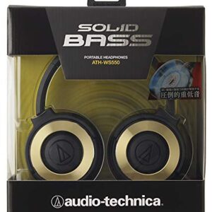 Audio Technica Solid BASS Portable Headphones Deep Bass Black Gold ATH-WS550 BGD