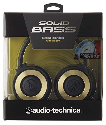 Audio Technica Solid BASS Portable Headphones Deep Bass Black Gold ATH-WS550 BGD