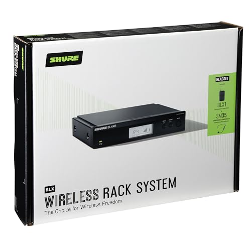 Shure BLX14R/SM35 Wireless Microphone System - 14-Hour Battery Life, 300 ft Range, UHF | SM35 Headset Mic, Single Channel Rack Mount Receiver | H9 Band (BLX14R/SM35-H9)