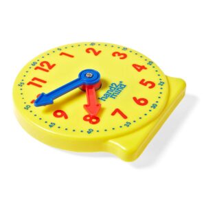 hand2mind Plastic Mini Geared Clock, Learning Clock Classroom Kit, Clock for Kids Learning to Tell Time, Yellow Practice Clock for Kids, Teaching Clock, School Supplies (Set of 1)