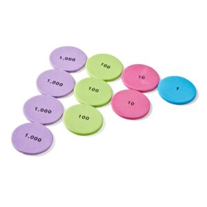 hand2mind Soft Foam Place Value Disks 4 Values, Counting Chips for Kids, Math Counters Kindergarten, Math Teacher Supplies, Base 10 Math Manipulatives for Elementary School (Pack of 200)