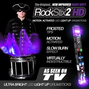 ROCKSTIX 2 HD DEEP PURPLE, BRIGHT LED LIGHT UP DRUMSTICKS, with fade effect, Set your gig on fire! (PURPLE ROCKSTIX)