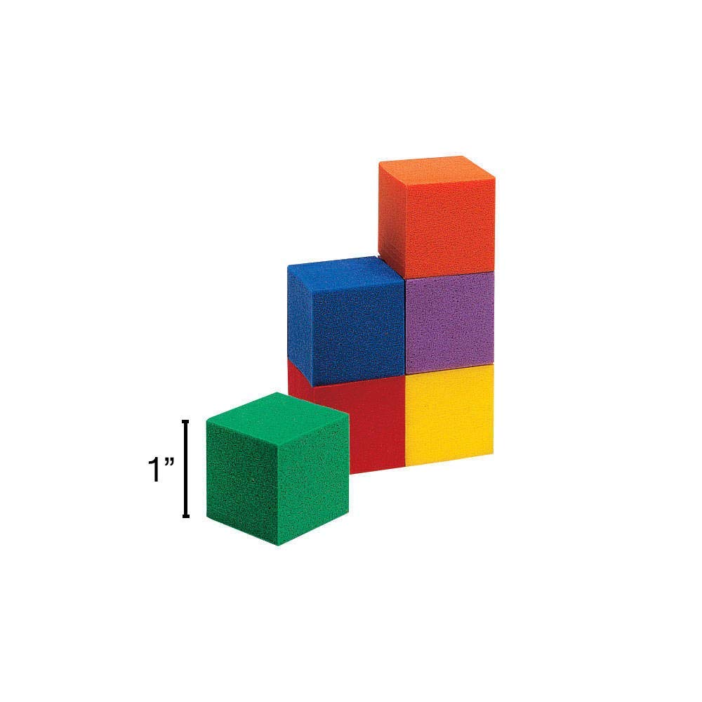 hand2mind Foam Blocks, Counting Cubes for Kids Math, 1 Inch Blocks for Preschool Crafts, Math Manipulatives for Preschool, Classroom Supplies for Teachers Elementary (Pack of 100 with Storage)