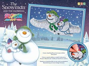 sequin art, snowman and dog, sparkling craft picture kit