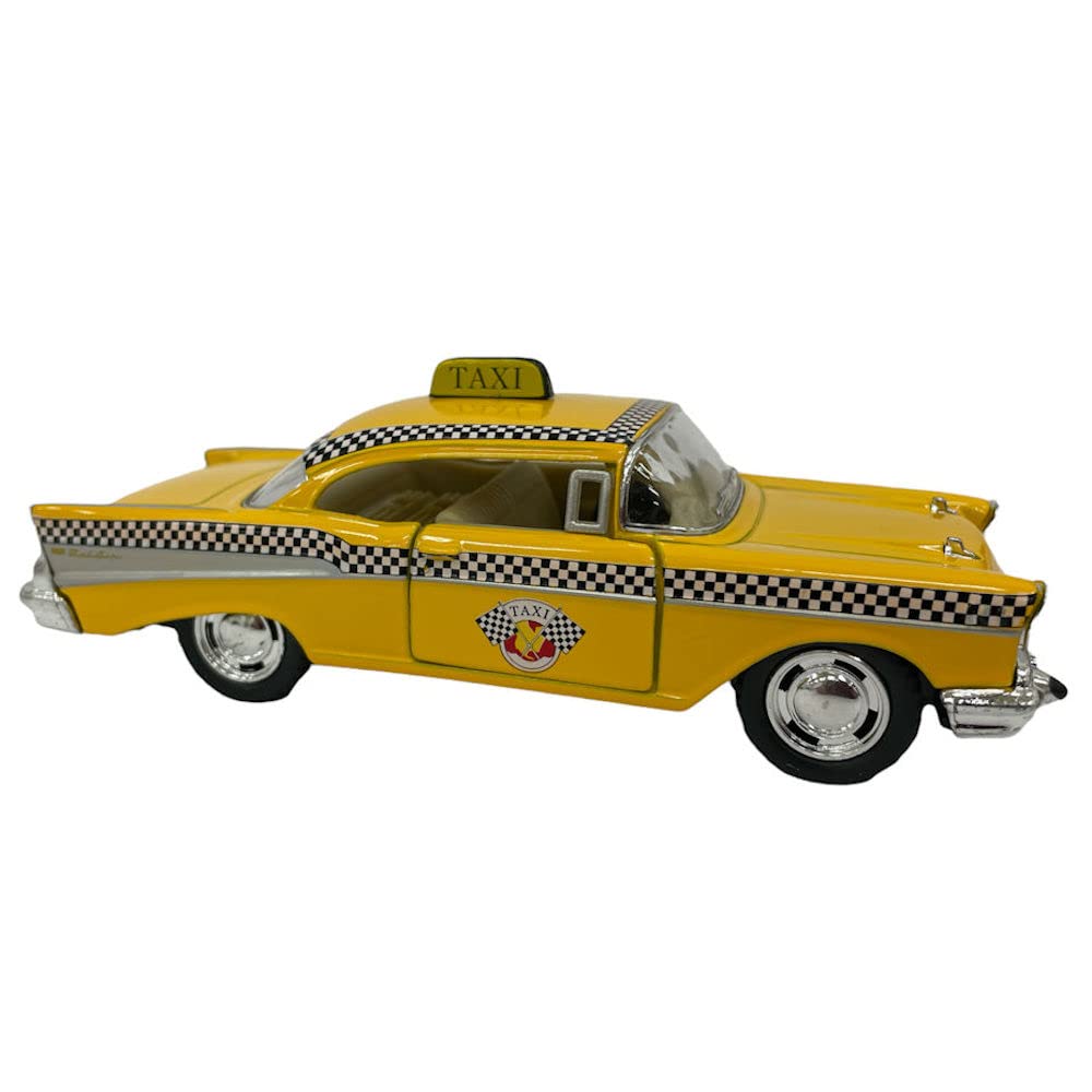 KiNSMART 1957 Chevy Bel Air Coupe Classic Taxi Cab 5" 1:40 Scale Die Cast Metal Model Toy Car