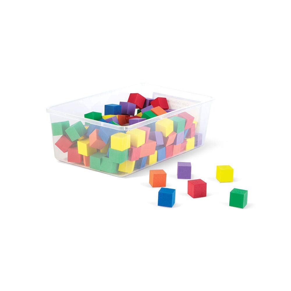 hand2mind Foam Blocks, Counting Cubes for Kids Math, 1 Inch Blocks for Preschool Crafts, Math Manipulatives for Preschool, Classroom Supplies for Teachers Elementary (Pack of 100 with Storage)