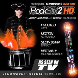 ROCKSTIX 2 HD ORANGE, BRIGHT LED LIGHT UP DRUMSTICKS, with fade effect, Set your gig on fire! (ORANGE ROCKSTIX)