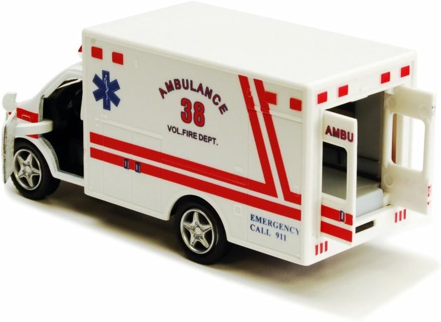 KiNSMART Rescue Team Ambulance 5" Die Cast Metal Cabin w/Pullback Action