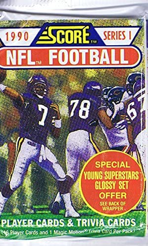 1990 Score Series 1 NFL Football Trading Cards Wax Pack - 16 Cards Per Single Pack