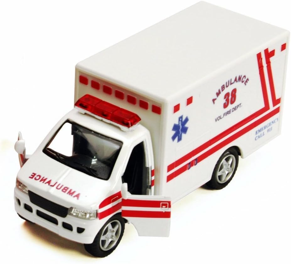 KiNSMART Rescue Team Ambulance 5" Die Cast Metal Cabin w/Pullback Action