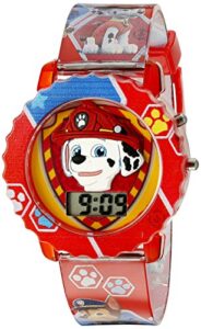 nickelodeon kids' digital watch with red case, comfortable red strap, easy to buckle - official 3d paw patrol character on the dial, safe for children - model: paw4016